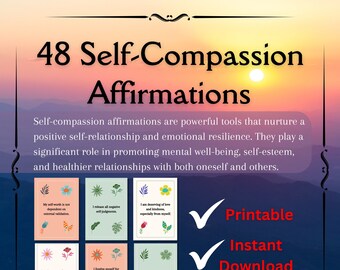 Self Compassion Affirmation Card Box Motivational Cards Display Stand ...