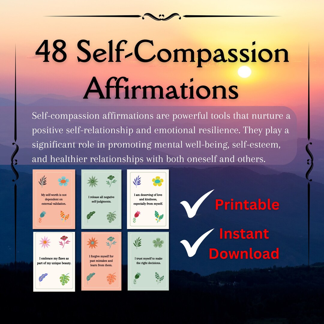 Printable Affirmation Cards for Self-compassion - Etsy