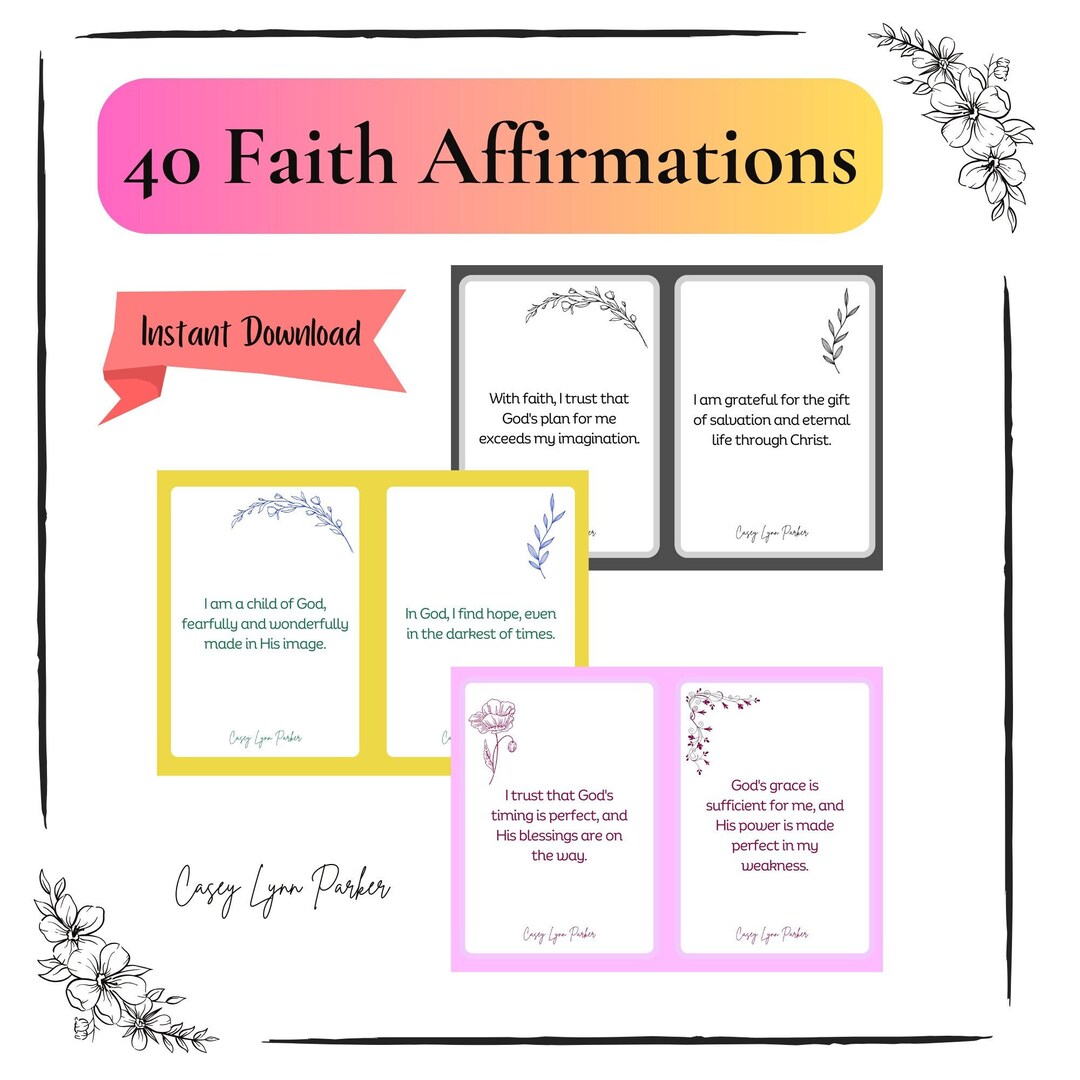 Printable Affirmation Cards Faith Affirmations - Etsy