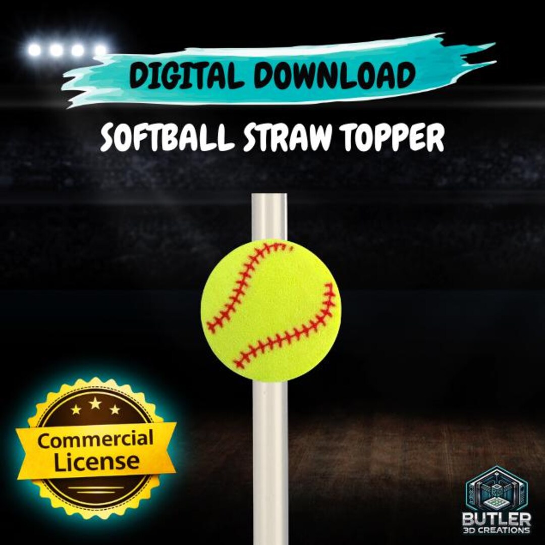 Softball Straw Topper STL | 3D Print File | 8mm & 10mm | Digital ...