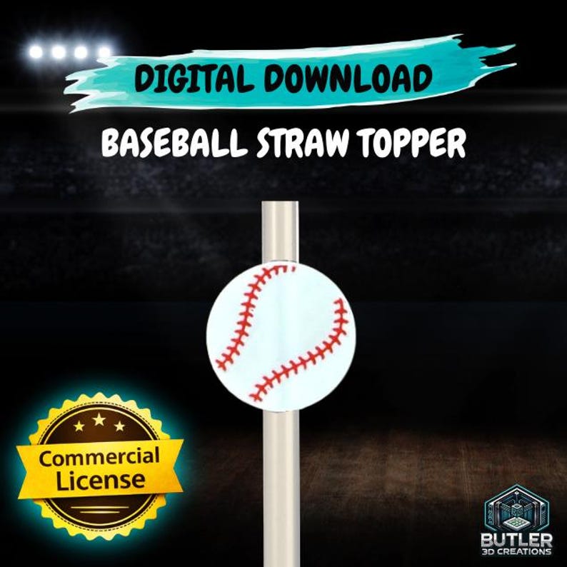 Baseball Straw Buddy STL | 3D Print File | 8mm & 10mm | Digital ...