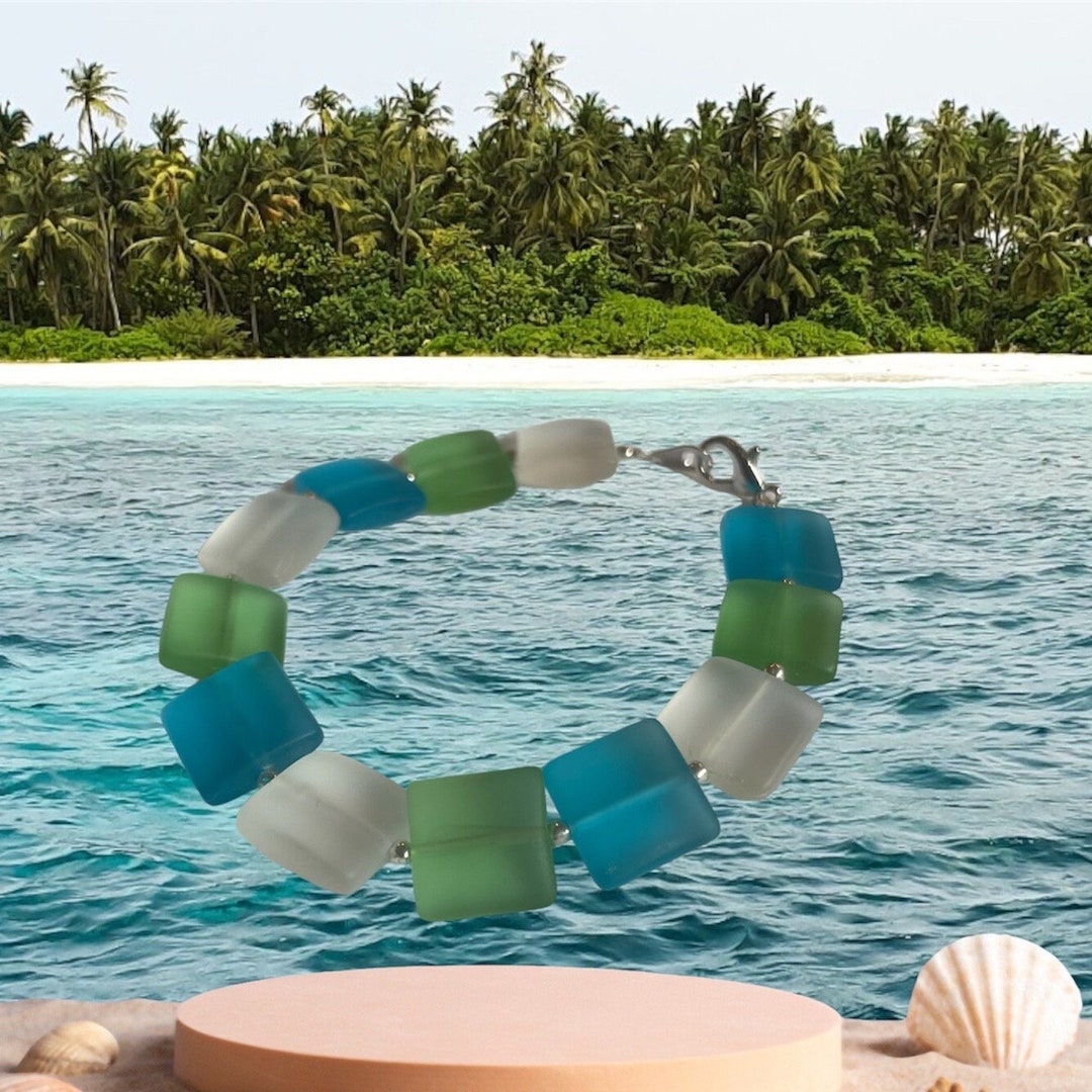 Sea Ranch | Sea Glass Bracelet | Beach Vibes | Hand-beaded Bracelet ...