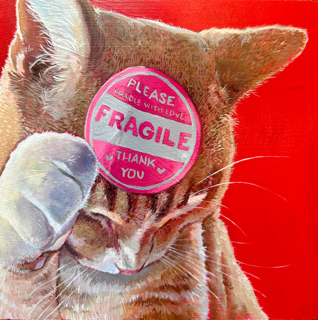Print of Fragile Cat, Cute Orange Cat Print, Kitty Poster - Etsy