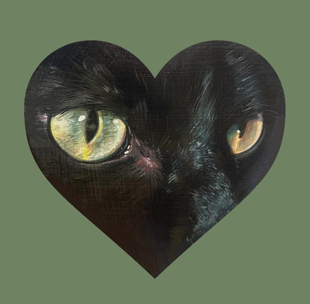 Matte Print of Heart Shaped Back Cat Eyes: Love Kitty Home Decor - Etsy