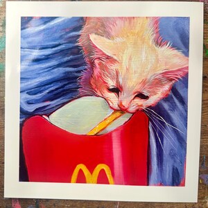 Sad Cat Mcdonalds Fries Meme Art Print: Funny Cat Poster - Etsy