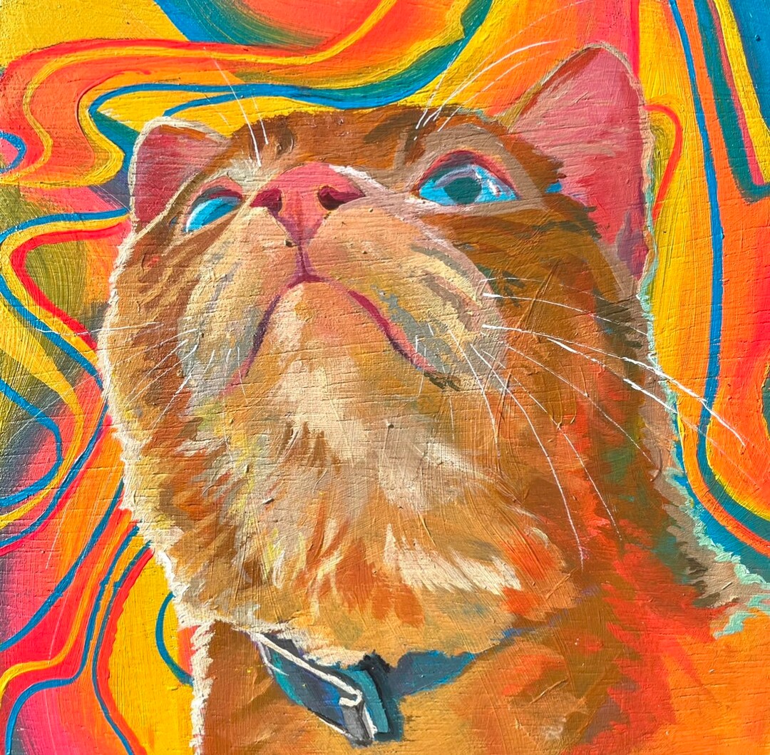 Print of Trippy Orange Cat, Funny Cat Print, Orange Cat Poster - Etsy