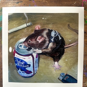 Funny Punk Rat Art Print: Comical Home Decor - Etsy