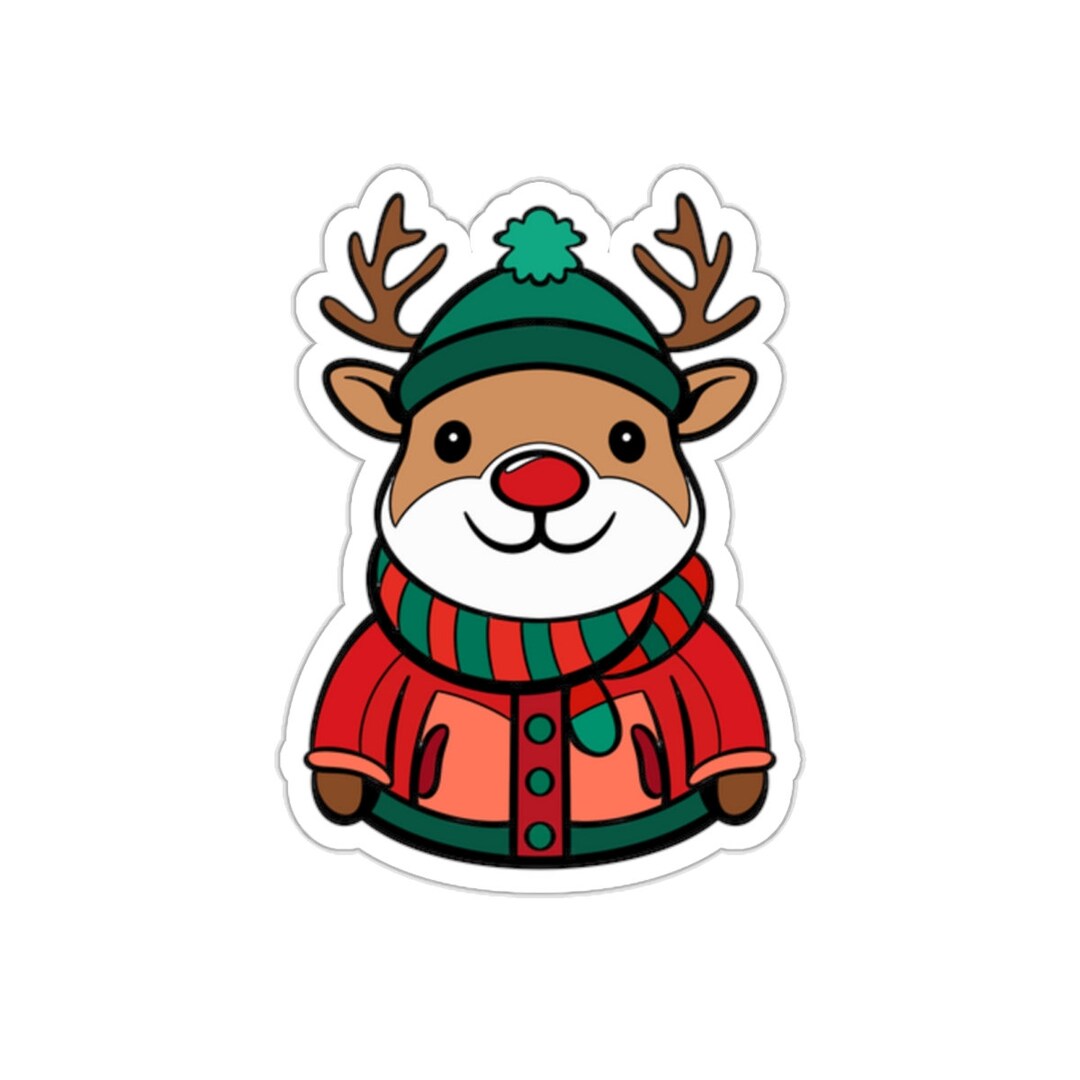 Christas Cozy Rudolph Kiss-cut Stickers - Etsy