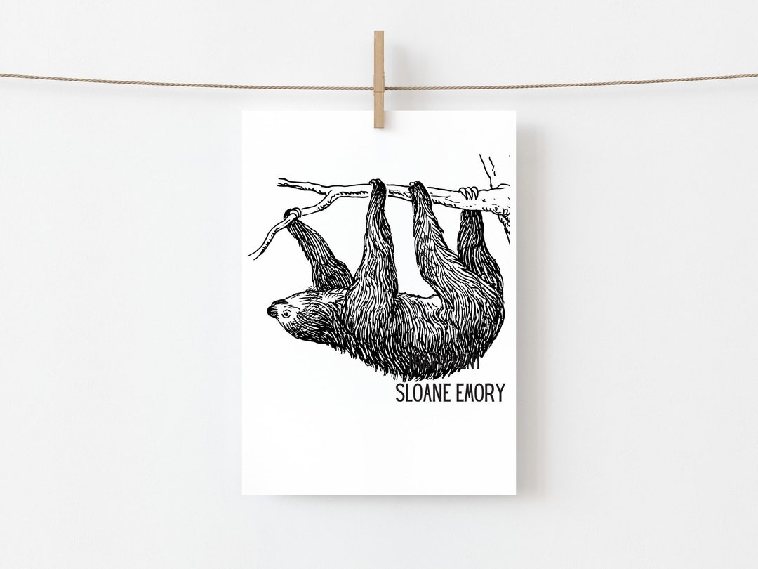 Personalized Sloth Stationery, Custom Sloth Note Cards, Sloth Postcards ...