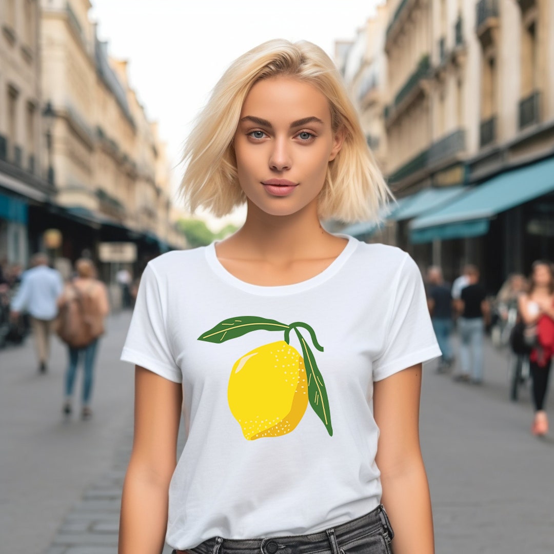 Lemon T-shirt, Fruit Shirt, Cute Juicy Lemon Tee Shirt, Fitted Lemon ...
