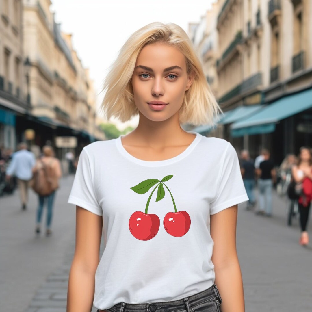 Cherries T-shirt, Fruit Shirt, Cute Juicy Cherries Tee, Y2K T-shirt ...