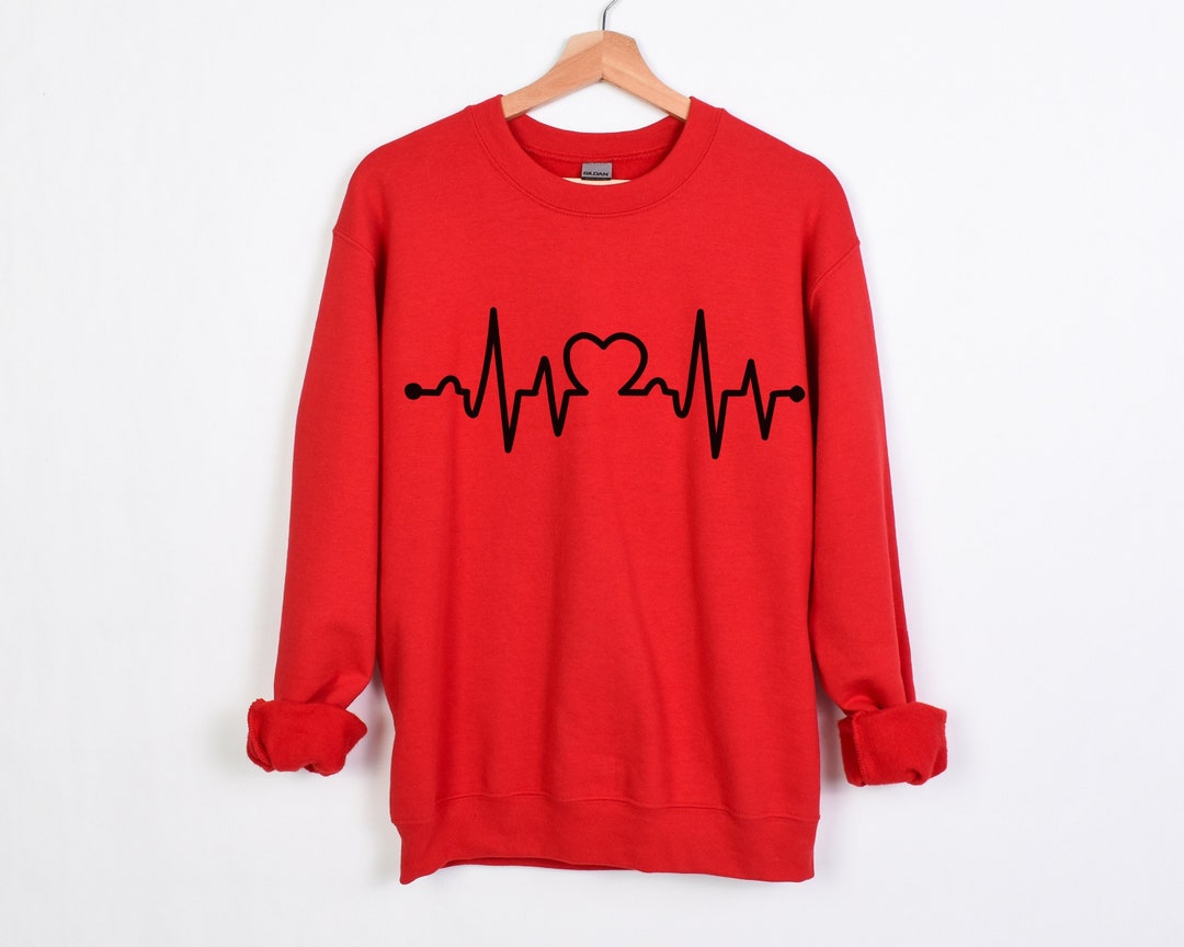 Heart EKG Sweatshirt, Cardiac Nurse Shirt, Cardiologist Valentine's ...