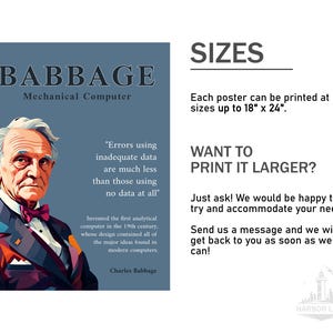 Charles Babbage Printable Poster | Famous Computer Scientist Wall Art ...