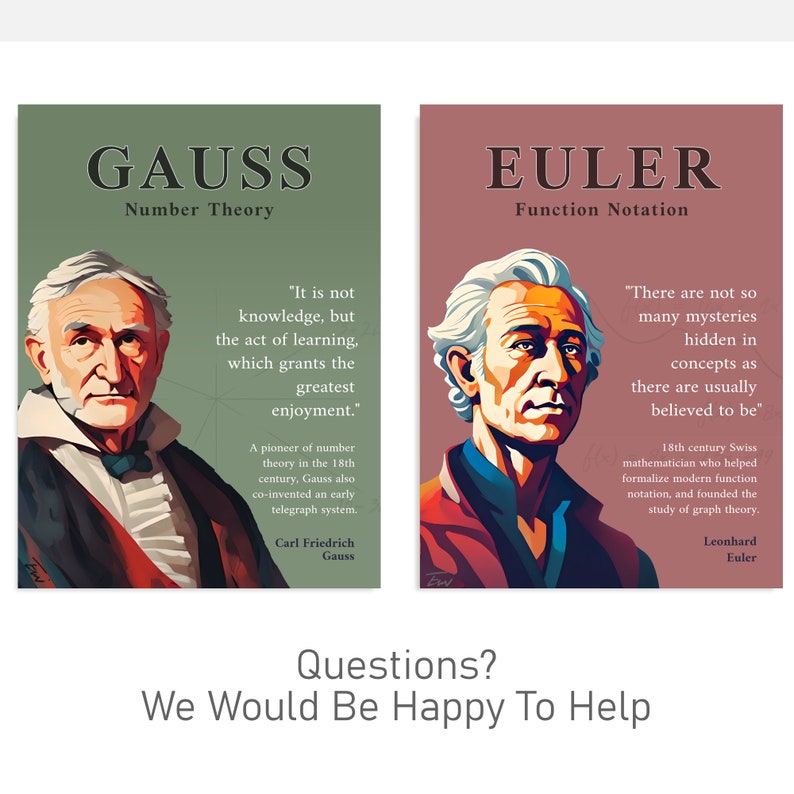 Famous Mathematicians Printable Poster Pack 6x Teacher Math Classroom ...