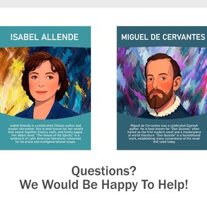 Famous Hispanic Authors Printable Poster Pack (6x) | Latinx and Spanish ...