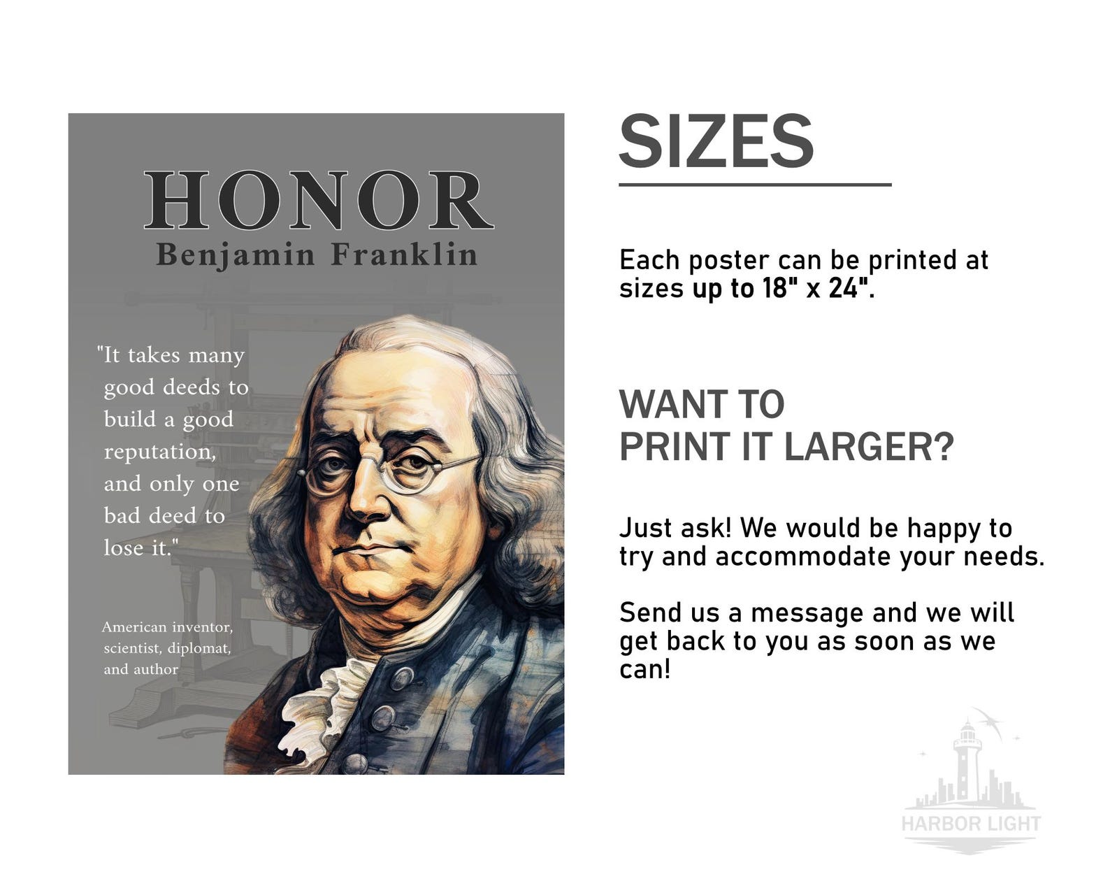 Benjamin Franklin Printable Poster | American Revolution Digital Print ...