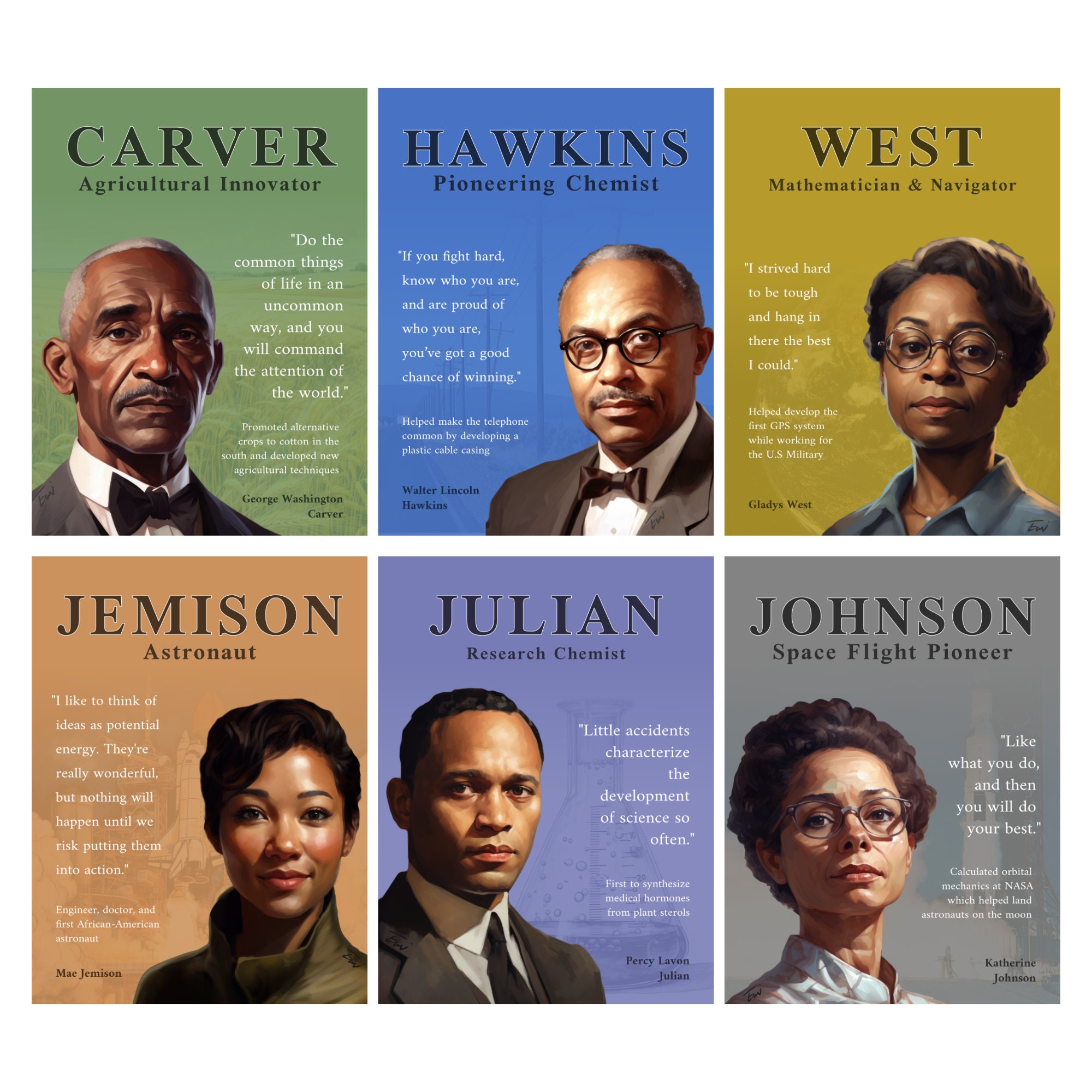 Famous Black Scientists Printable Poster Pack 6x, Classroom Decor ...