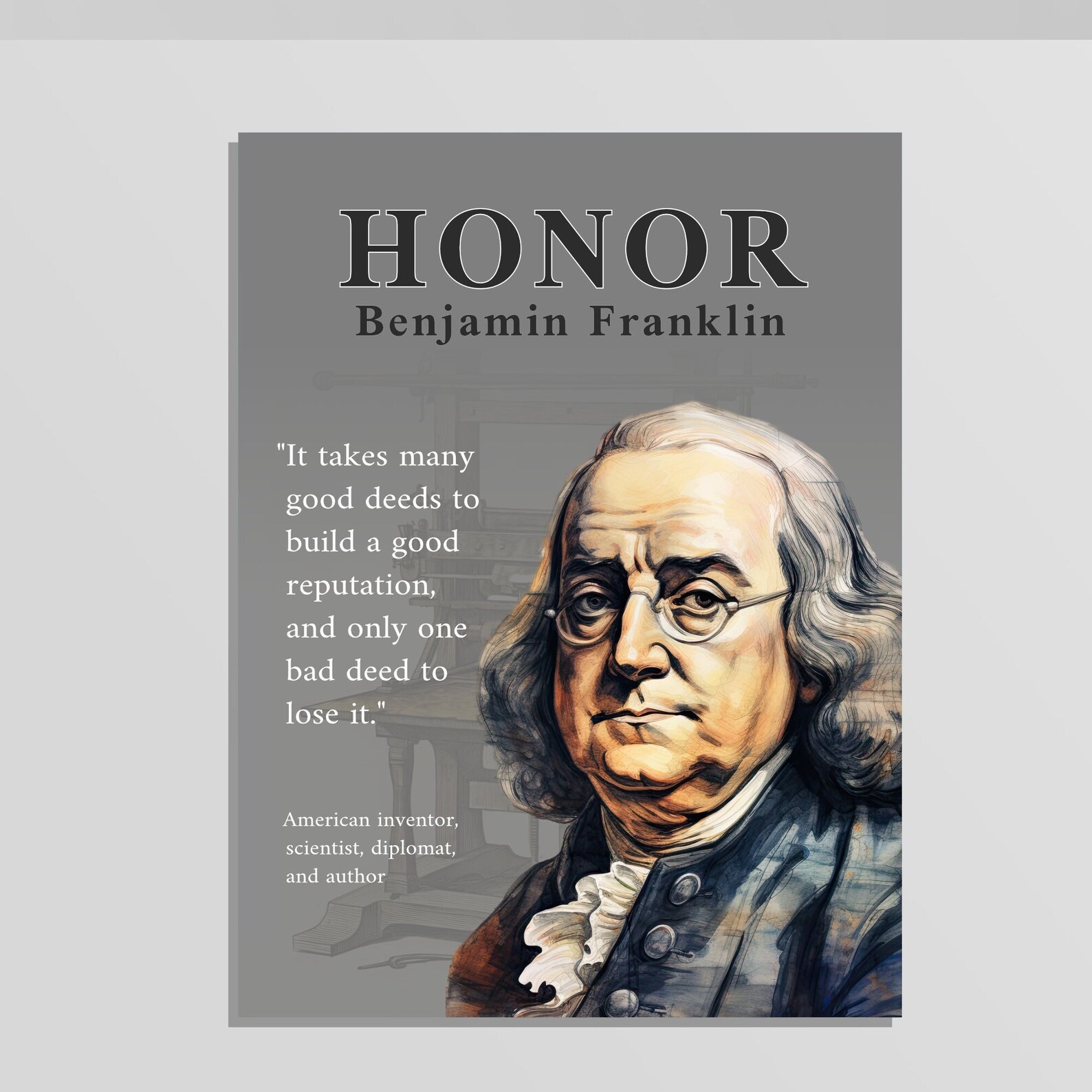 Benjamin Franklin Kids Bedroom Printable Poster | Inspirational History ...