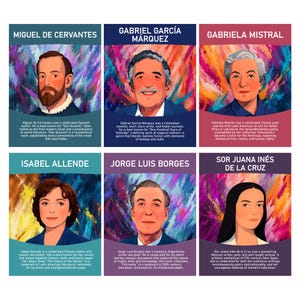 Hispanic Authors Poster Set: Latinx & Spanish Writers, English ...