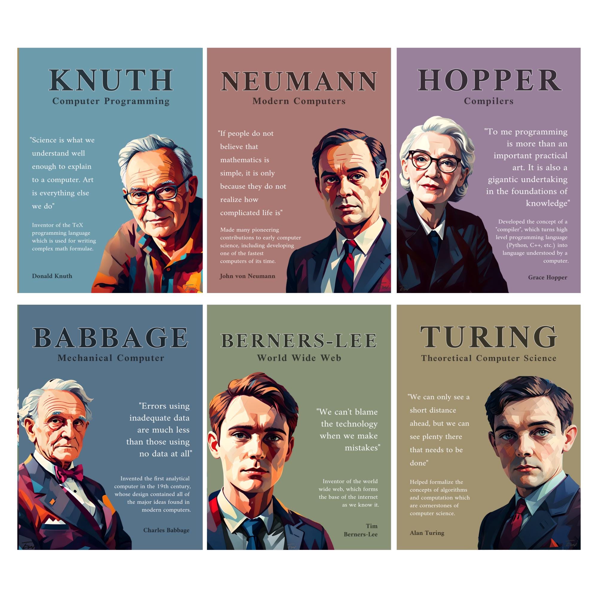 Famous Computer Scientists Printable Poster Pack (6x) | Teacher - Comp ...