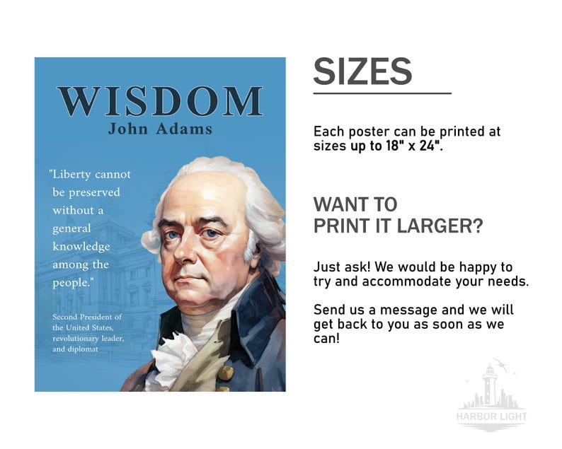 John Adams Printable Poster | American Revolution Digital Print ...