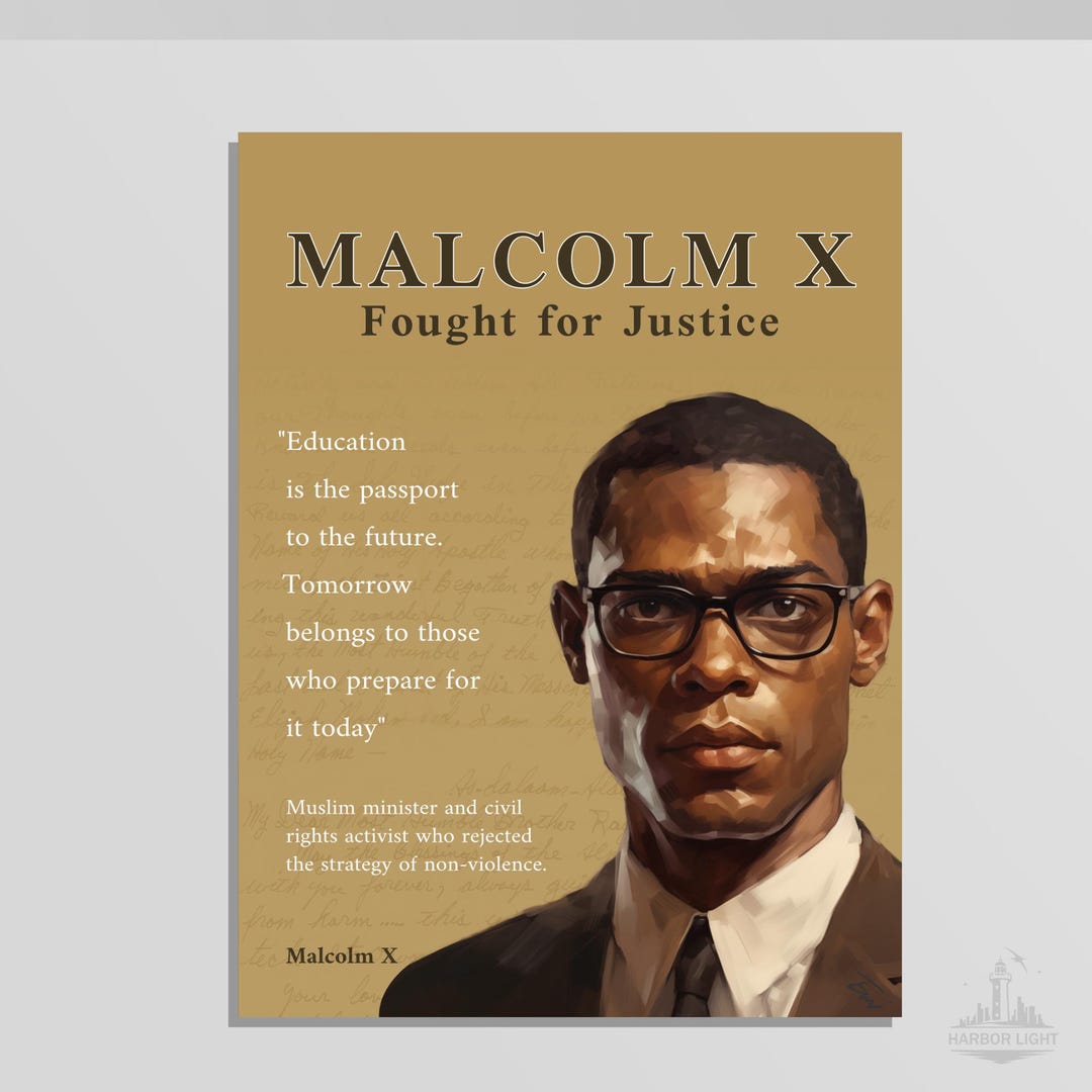 Malcolm X Printable Poster | Famous Black Civil Rights Activist Wall ...