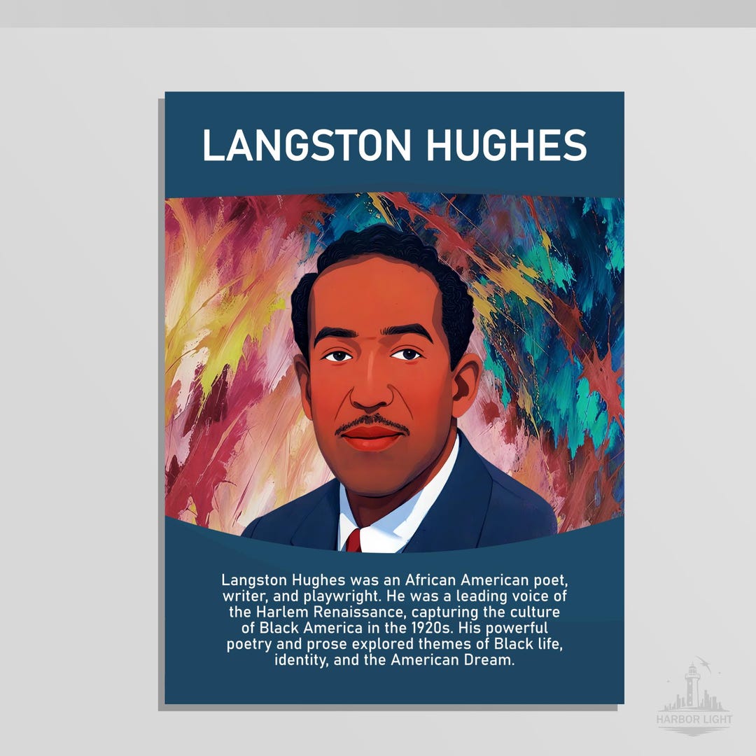 Langston Hughes Printable Poster | Famous African American Author ...