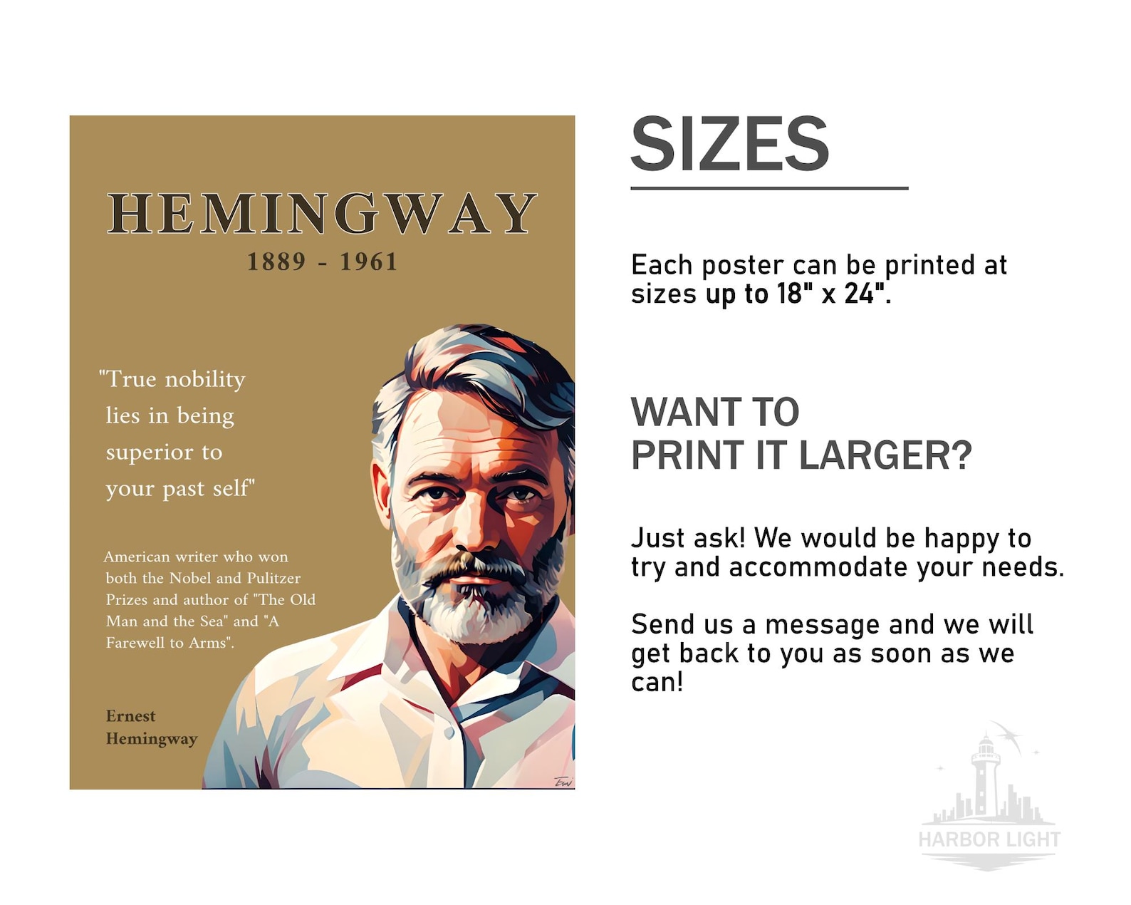 Ernest Hemingway Poster: English Classroom Decor (digital Download) - Etsy
