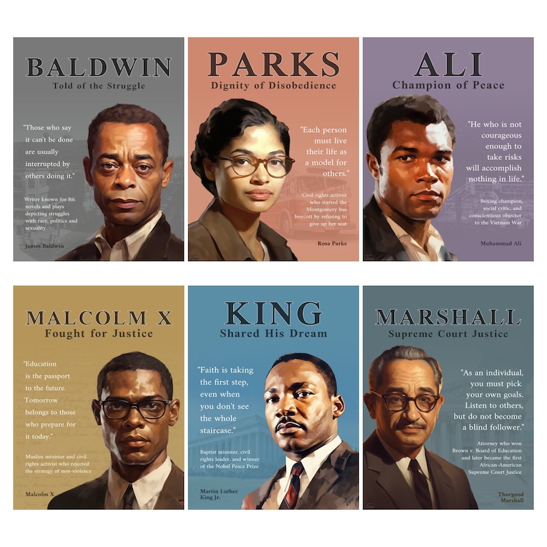 Famous Black Leaders Printable Poster Pack 6x, African-american Leaders ...