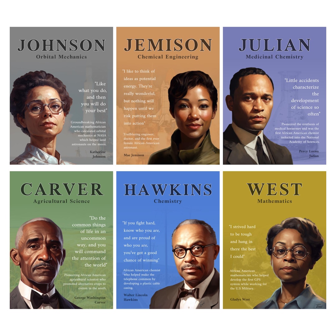 Famous Black Scientists Printable Poster Pack (6x) | Black History ...