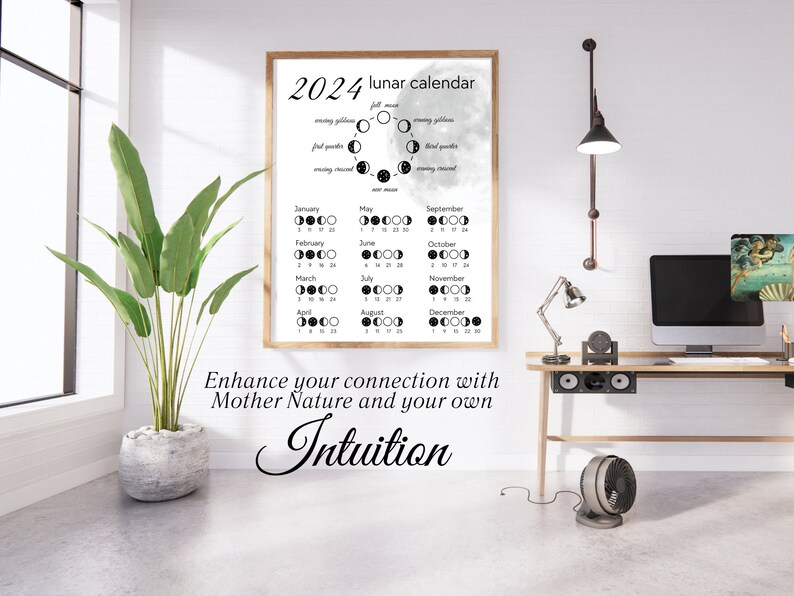 Lunar Phases Moon Cycle Calendar: Digital Download Wall Art - Etsy