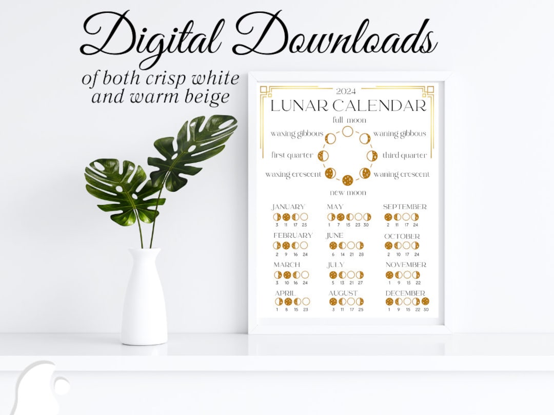 Lunar Phases Moon Cycle Calendar: Digital Download Wall Art - Etsy