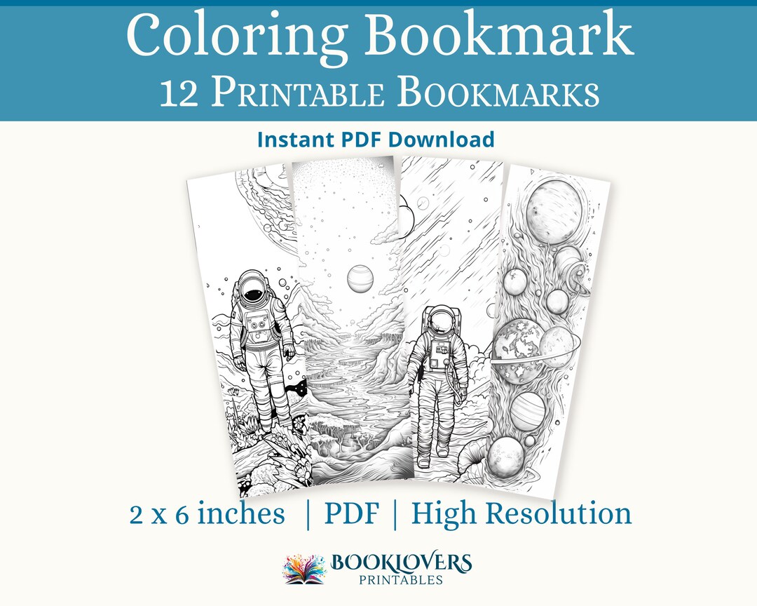 Colouring in Space Printable Bookmark Instant PDF Digital Download Set ...