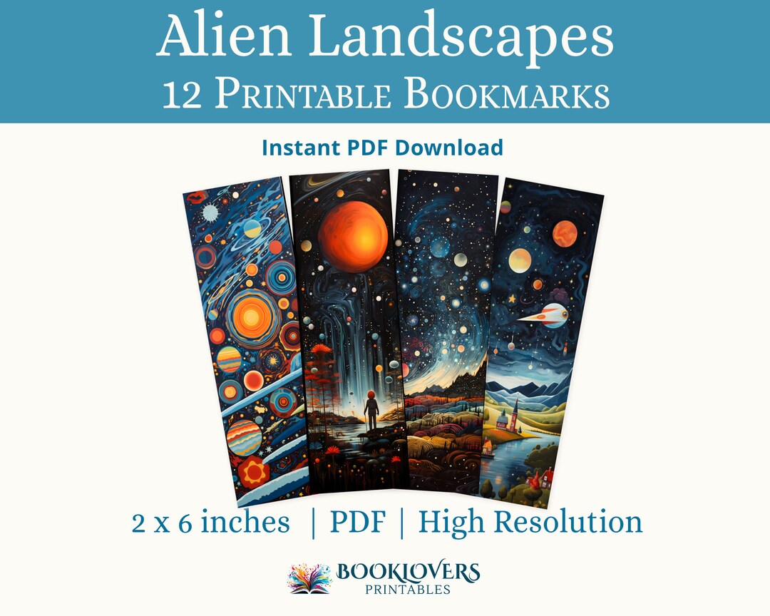 Folk Art Space Printable Bookmark Instant PDF Digital Download Set of ...