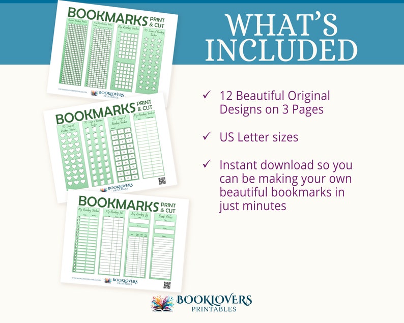 Green Book Tracker Printable Bookmark Instant PDF Digital Download Set ...