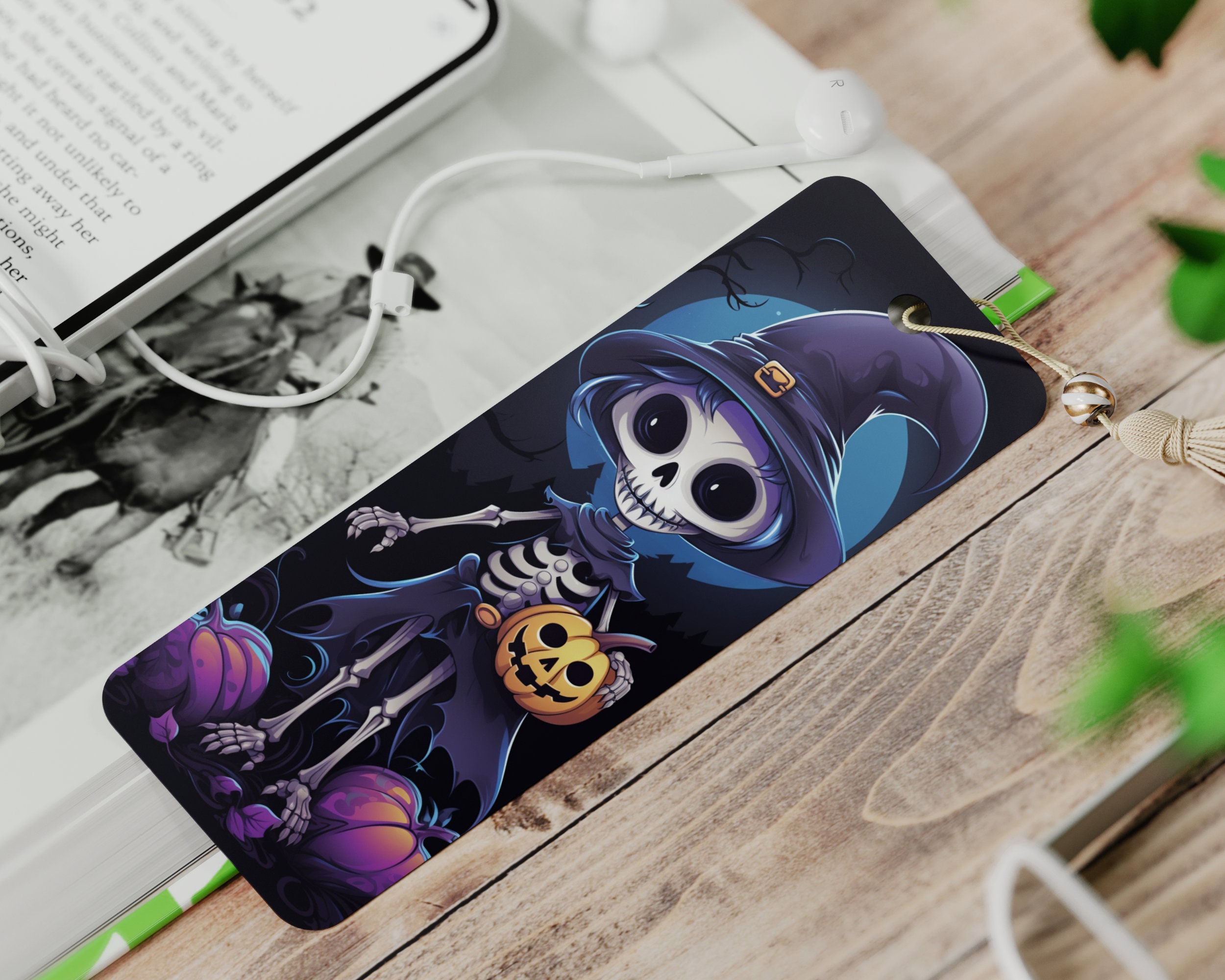 Halloween Skeletons Printable Bookmark Instant PDF Digital Download Set ...