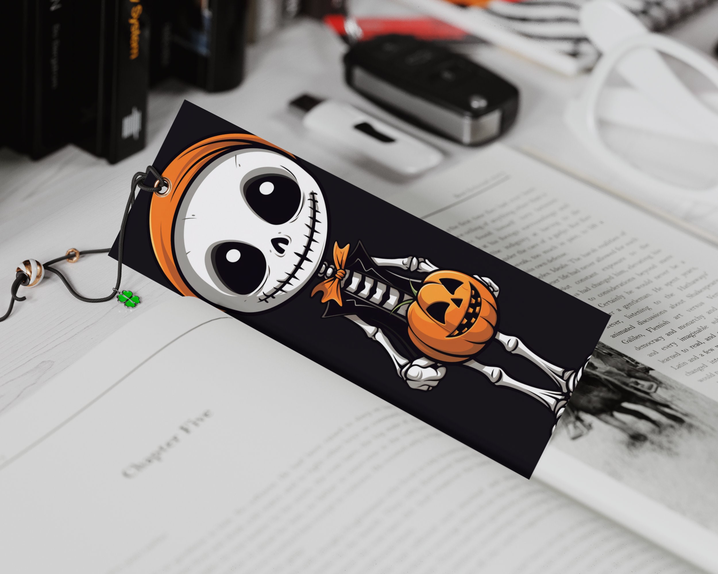 Halloween Skeletons Printable Bookmark Instant PDF Digital Download Set ...
