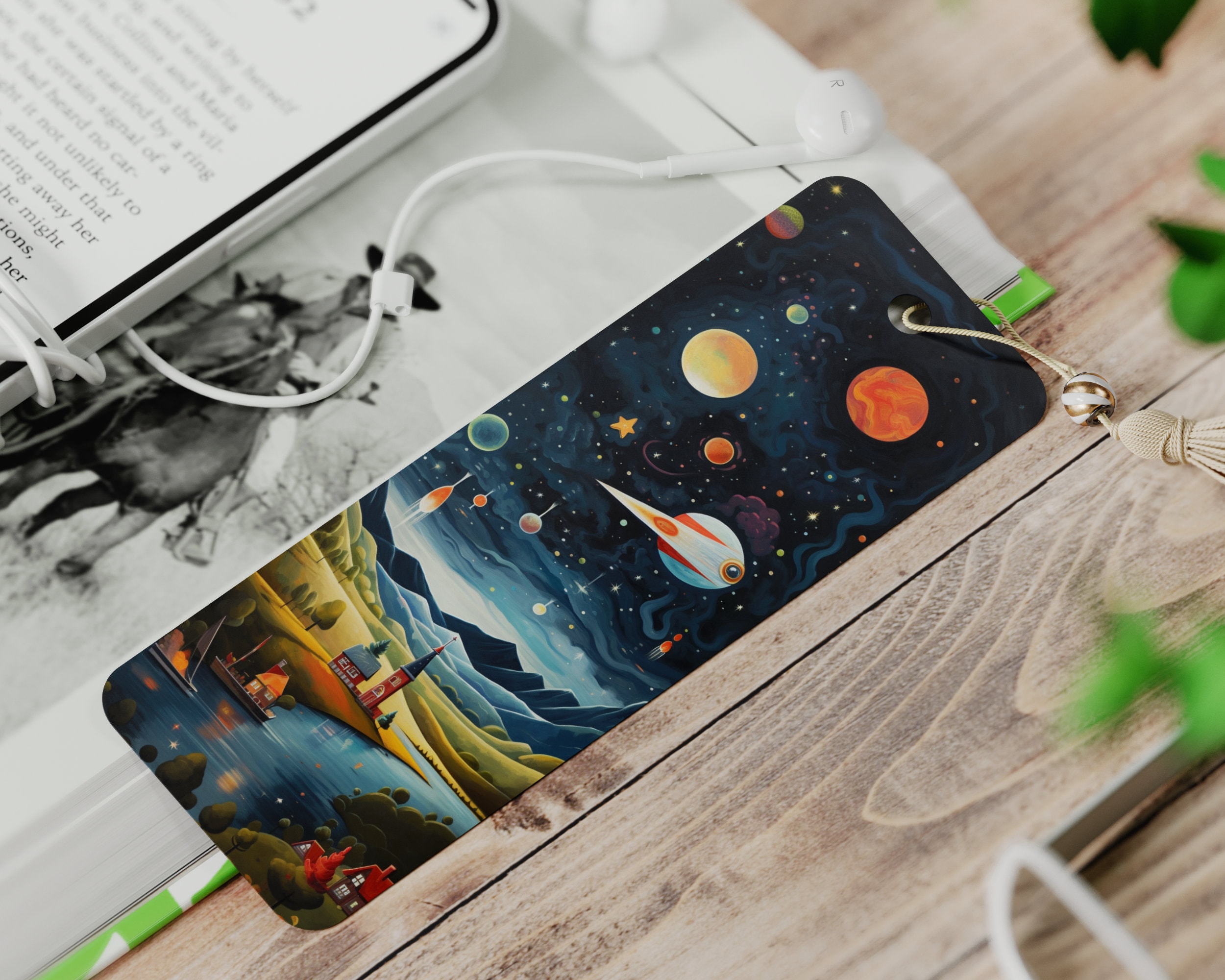 Folk Art Space Printable Bookmark Instant PDF Digital Download Set of ...