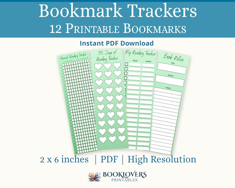 Green Book Tracker Printable Bookmark Instant PDF Digital Download Set ...