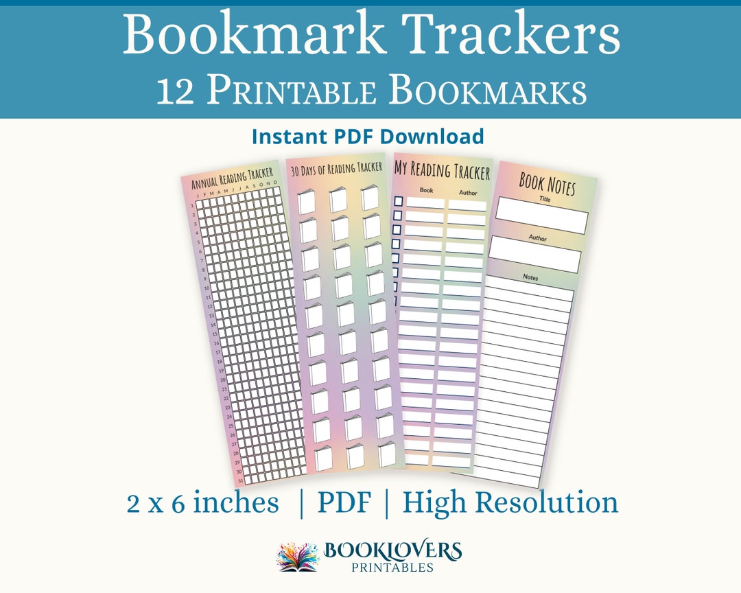 Rainbow Book Tracker Printable Bookmark Instant PDF Digital Download ...