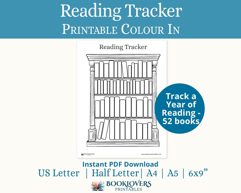 Printable Reading Tracker Bookshelf Reading Log Coloring in to Track ...