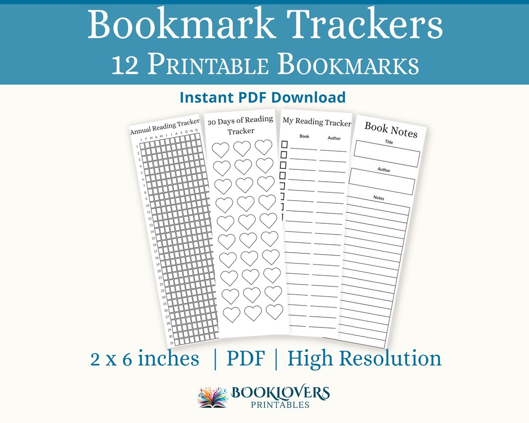Minimalist Book Tracker Printable Bookmark Instant PDF Digital Download ...