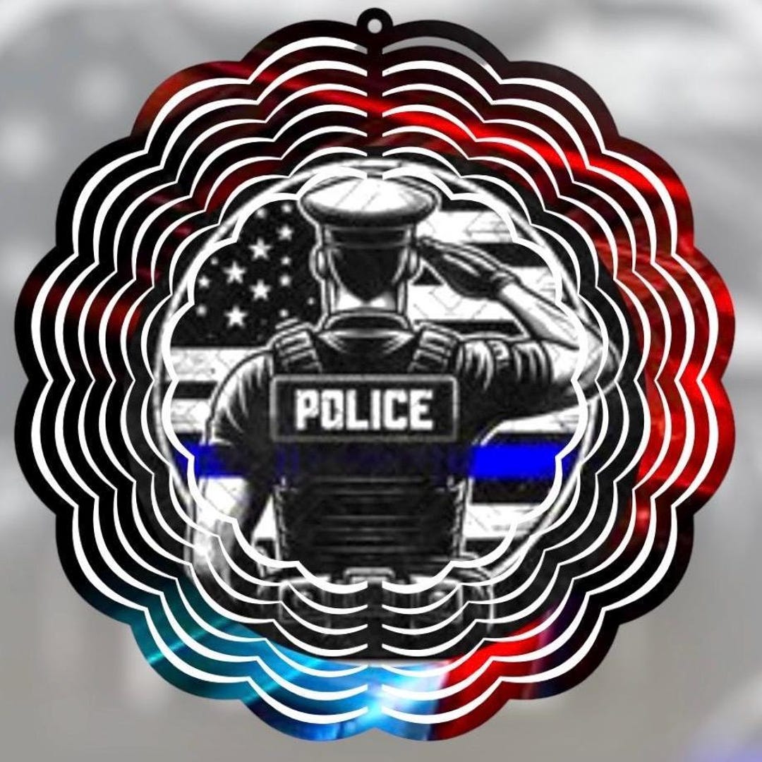 Police Officer Sublimated Double-sided Aluminum Wind Spinner ...