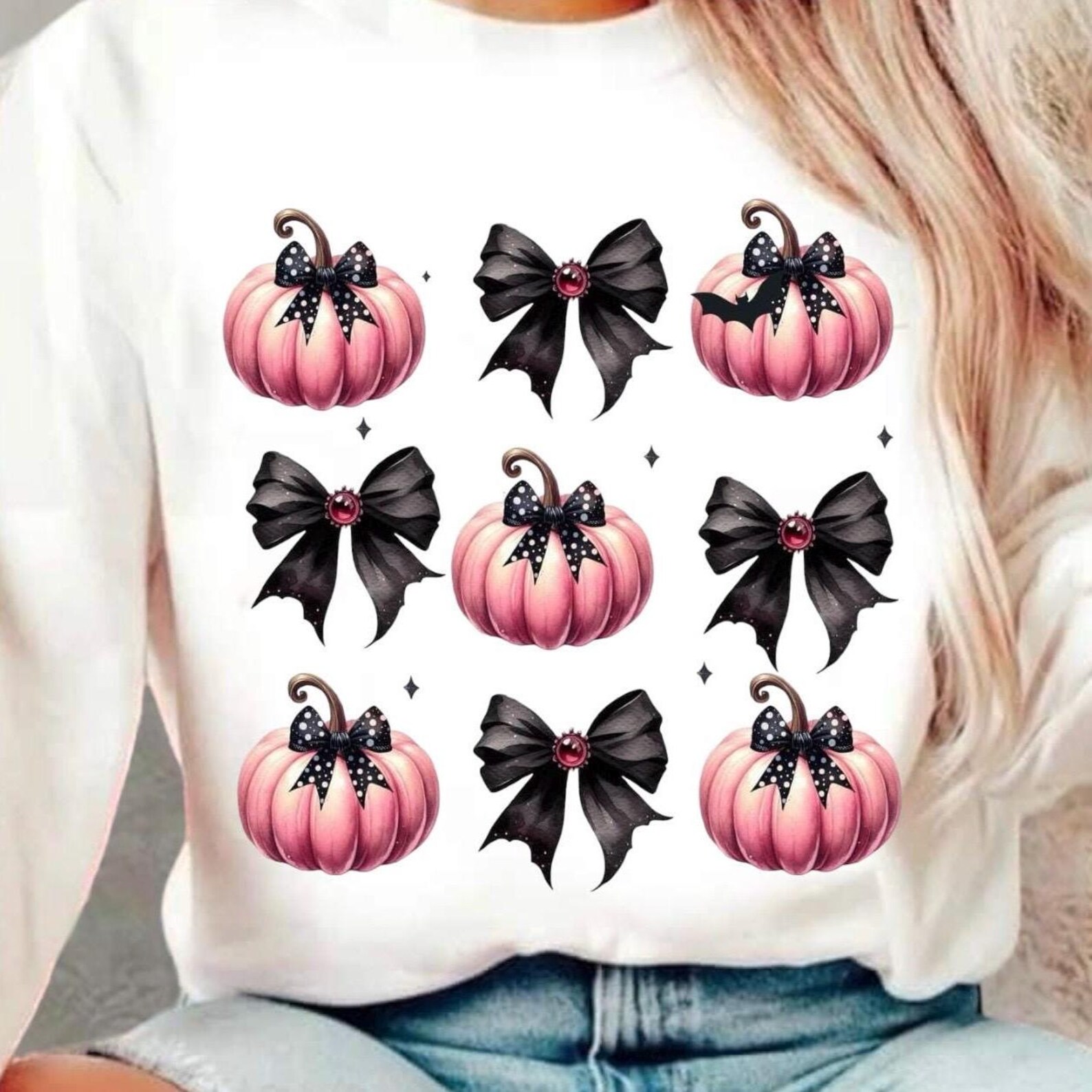 Coquette Style Cute Pink Pumpkins and Black Bows Jack-o-lantern ...
