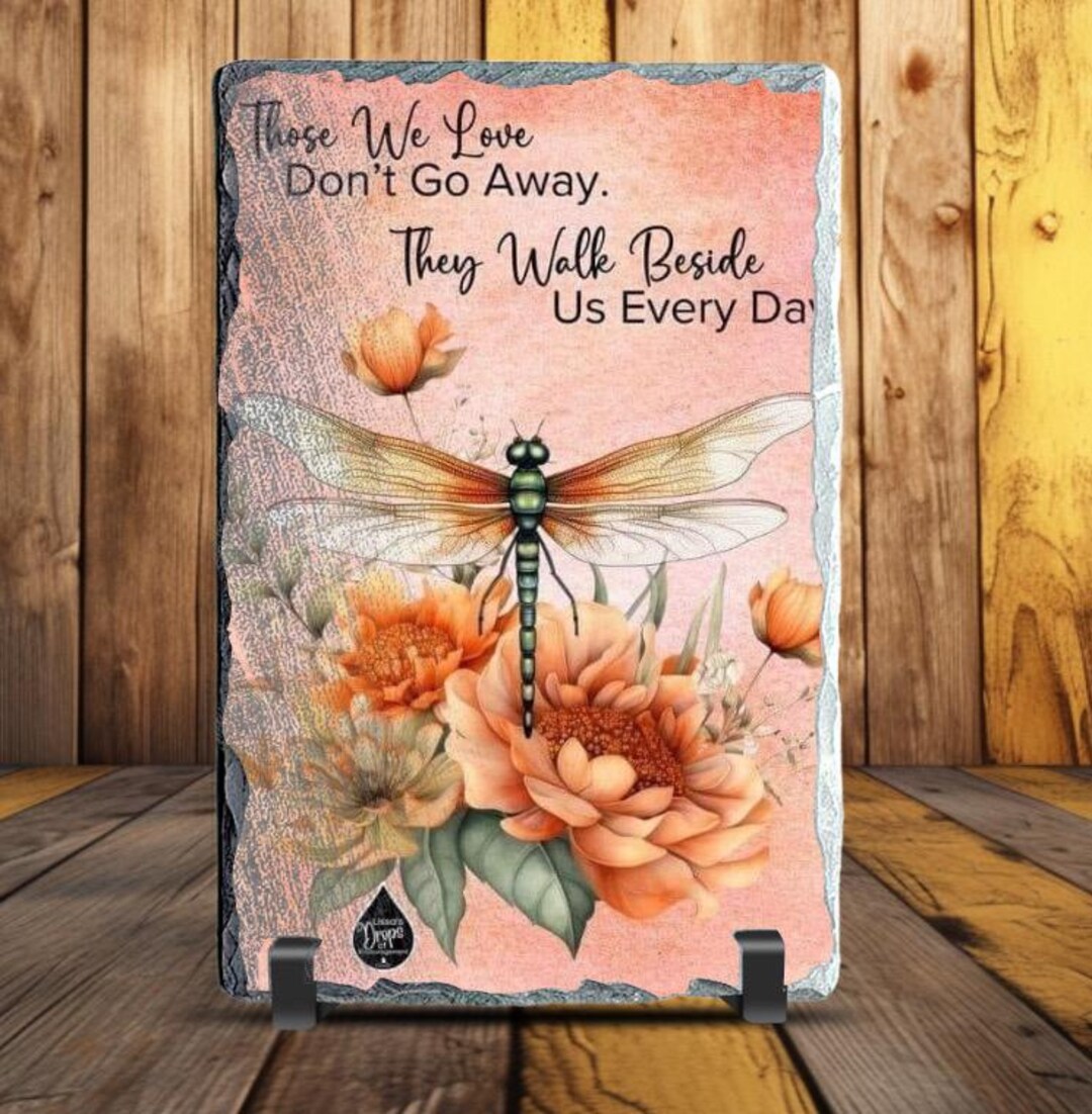 Dragonfly Memorial Photo Slate 5x7 Size | Rock Slab | Home Decor ...