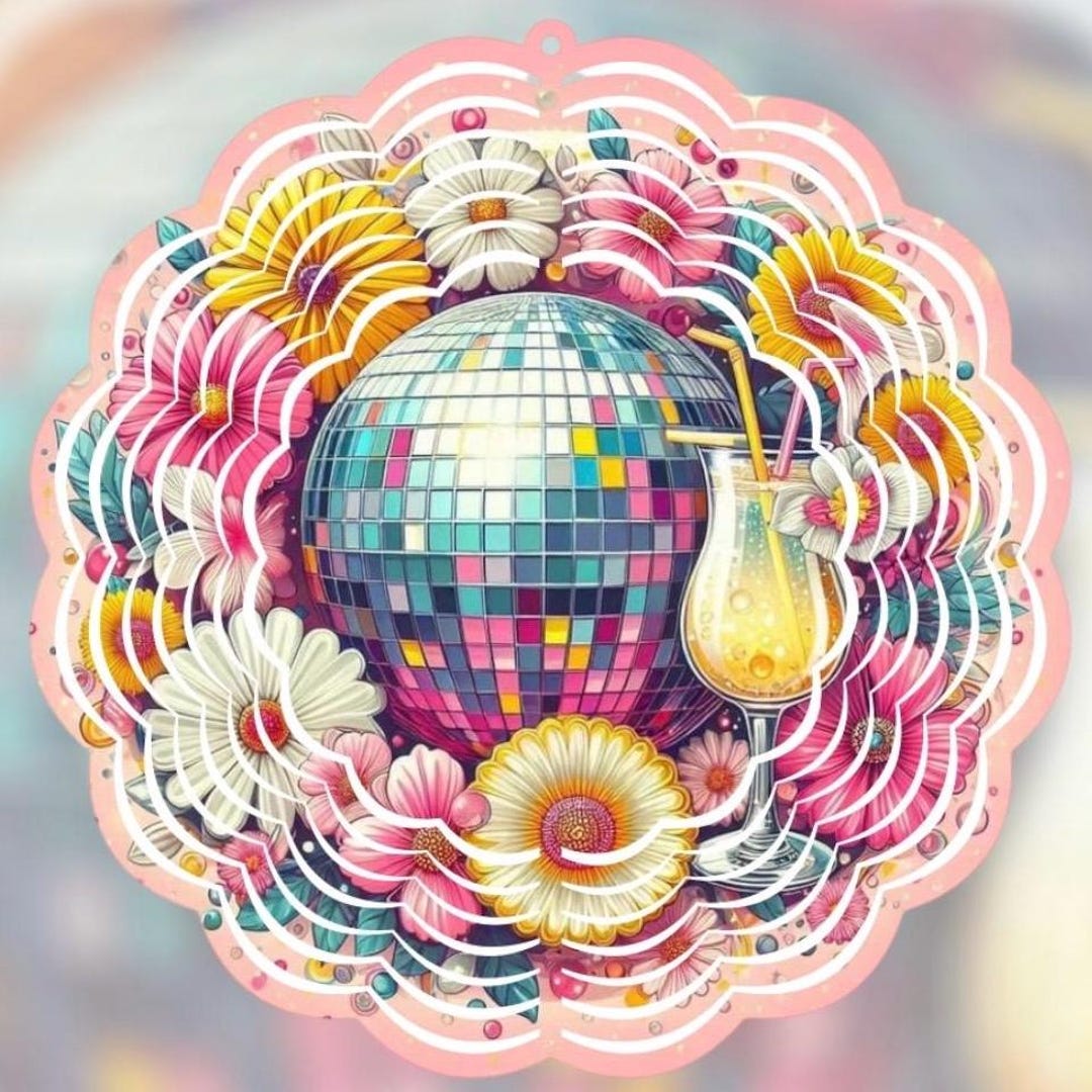 In My Era Disco Ball and Flowers Sublimated Double-sided Aluminum Wind ...