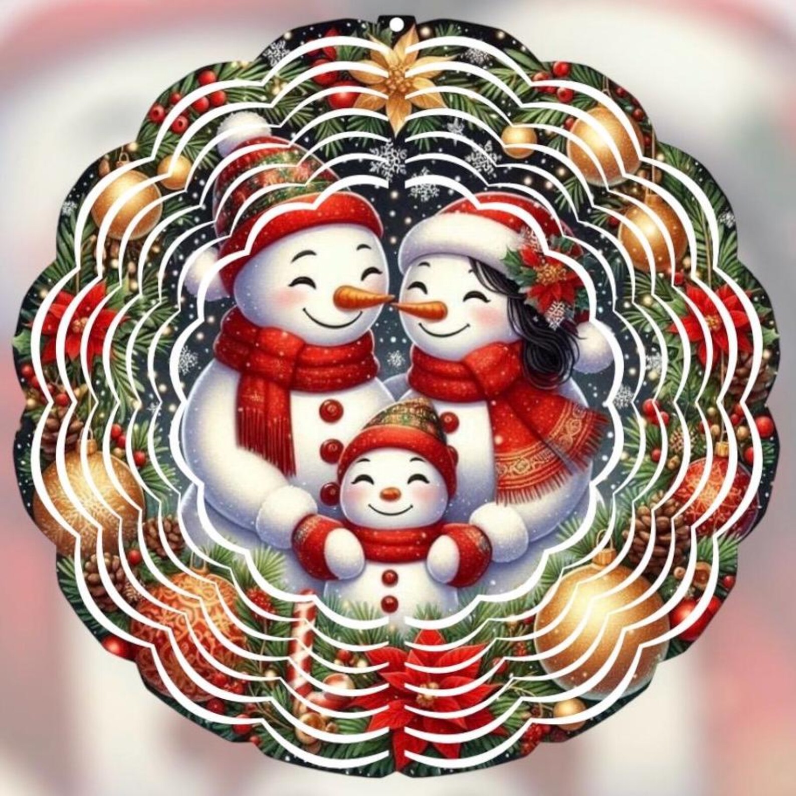 Snowman Family Sublimated Double-sided Aluminum Wind Spinner ...