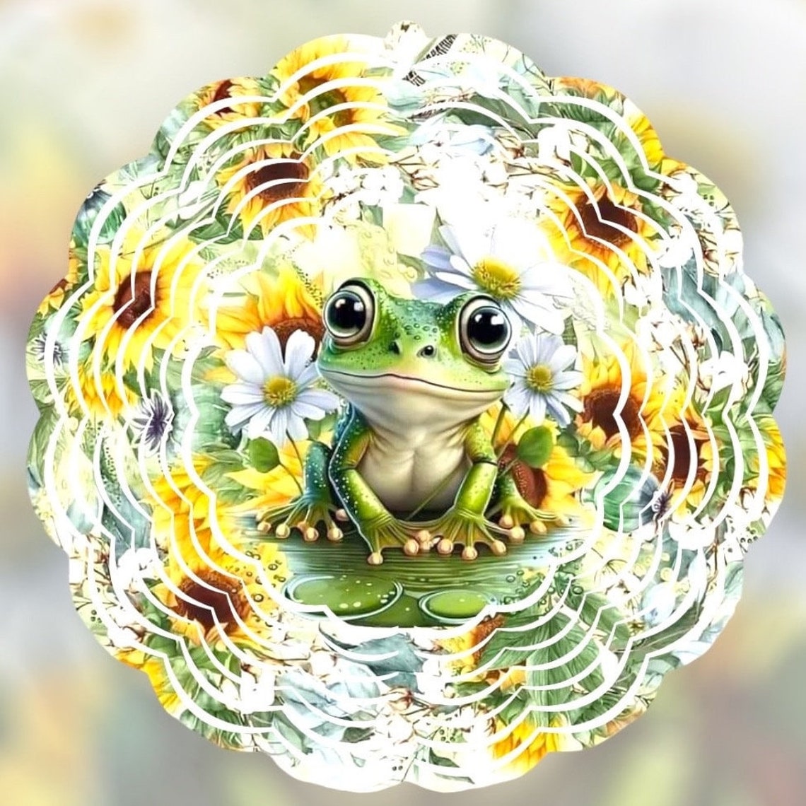 Beautiful Frog and Sunflower and Daisy Sublimated Double-sided 3D ...