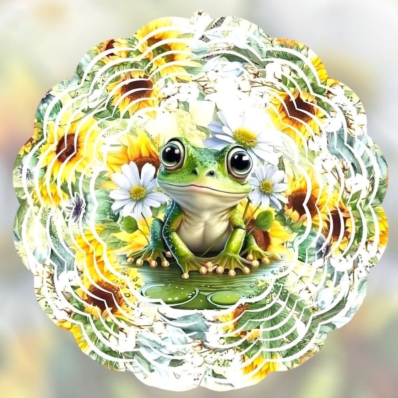 Beautiful Frog and Sunflower and Daisy Sublimated Double-sided 3D ...