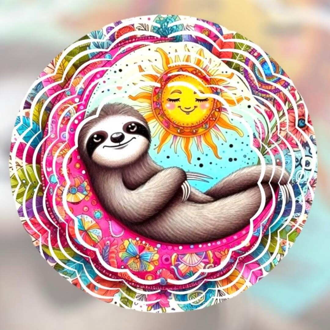 Sloth Sun and Moon Sublimated Double-sided 3D Aluminum Wind Spinner ...